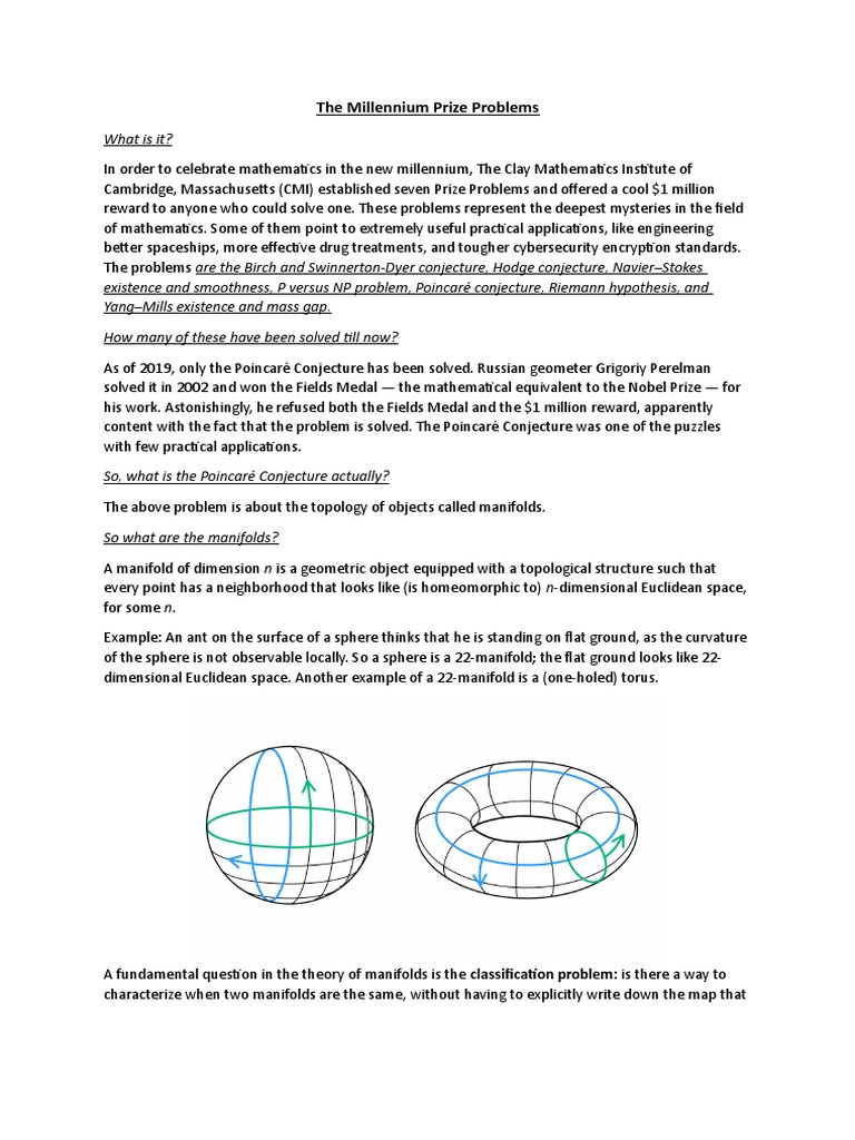 Millennium Prize Problems Explained | PDF | Conjecture | Differential ...