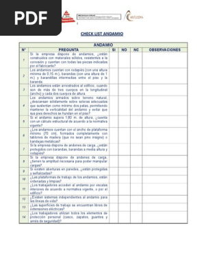 Check List Andamio Acrow Pdf Andamio Images And Photos Finder