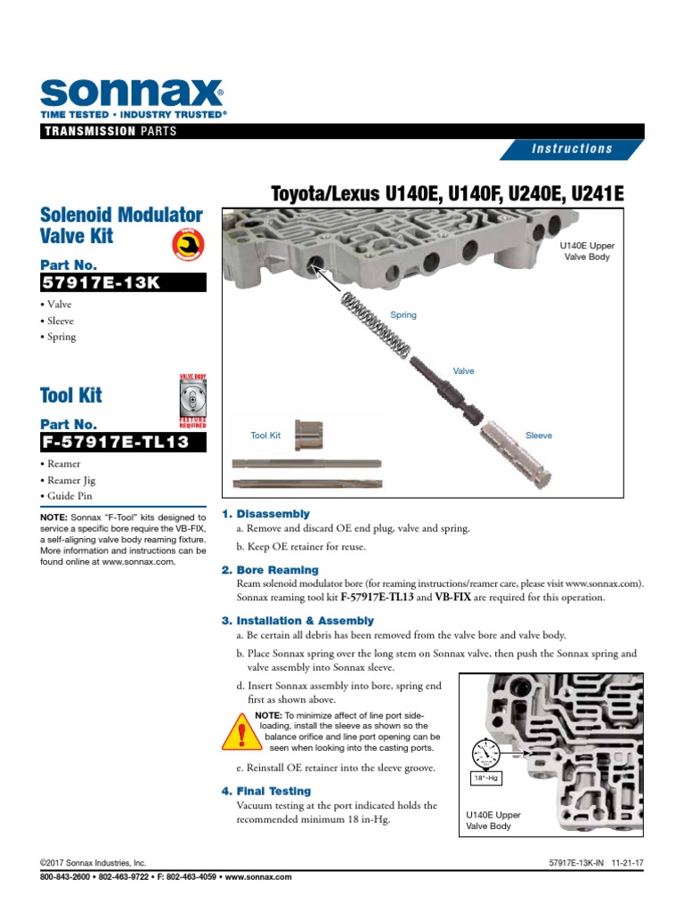 Solenoid Modulator Valve Kit: Toyota/Lexus U140E, U140F, U240E, U241E ...