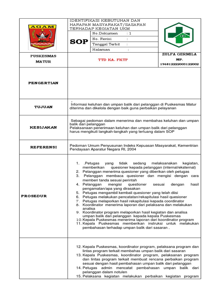 Kumpulan Sop Akreditasi Bab 1 | PDF