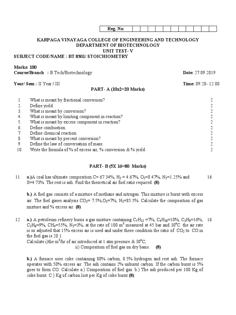 Test Questions | PDF | Combustion | Fuels