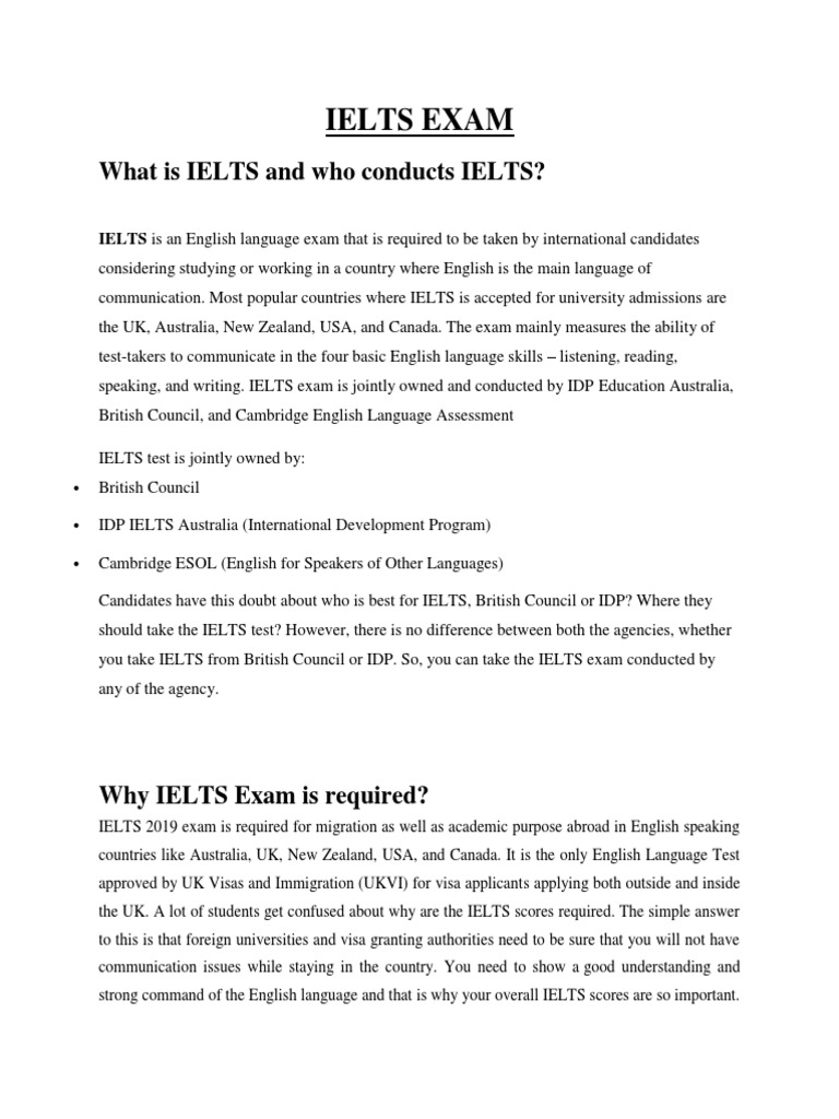 Ielts Exam | PDF | International English Language Testing System | Tests