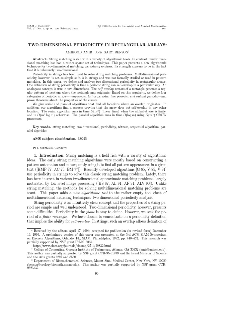 Two-Dimensional Periodicity in Rectangular Arrays | PDF | Array Data ...