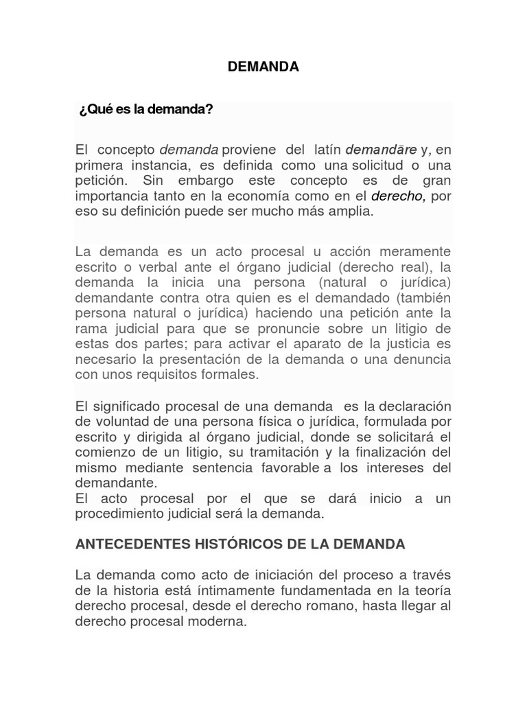 ¿Qué Es La Demanda? | PDF | Demanda judicial | Ley procesal