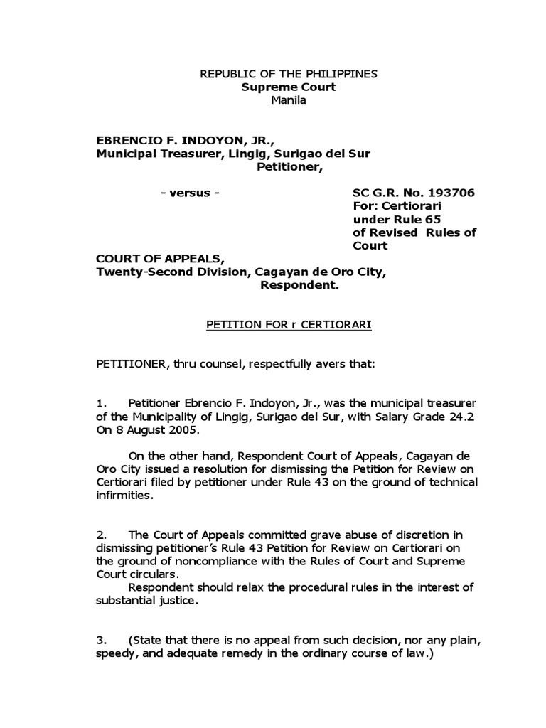 INC Petition For Certiorari | PDF