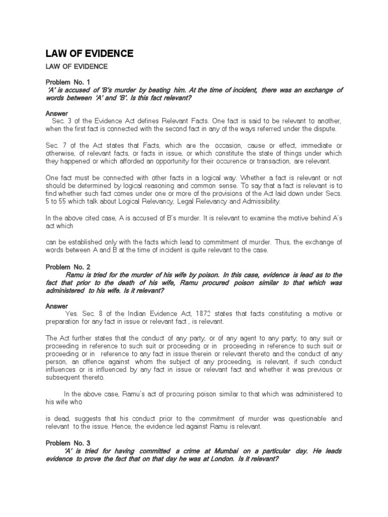 LAW OF EVIDENCE | PDF | Confession (Law) | Evidence (Law)