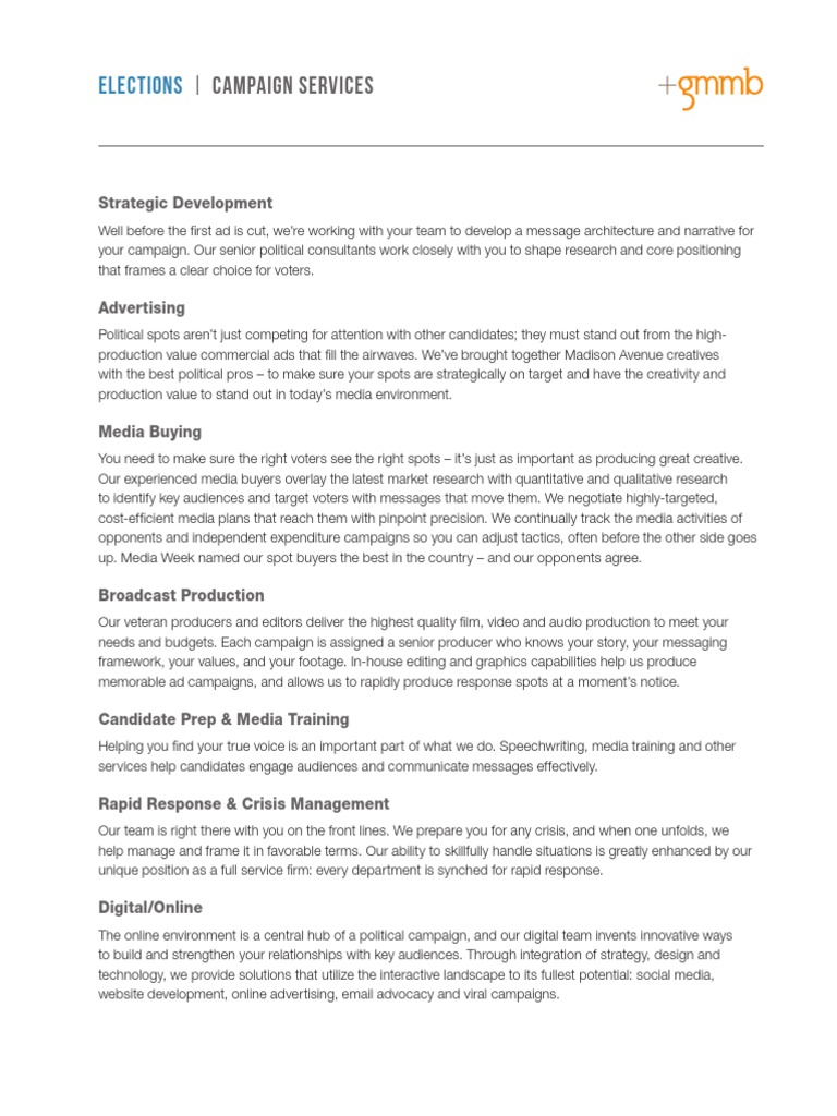 GMMB Capabilities Political PDF | PDF | Advertising | Mass Media