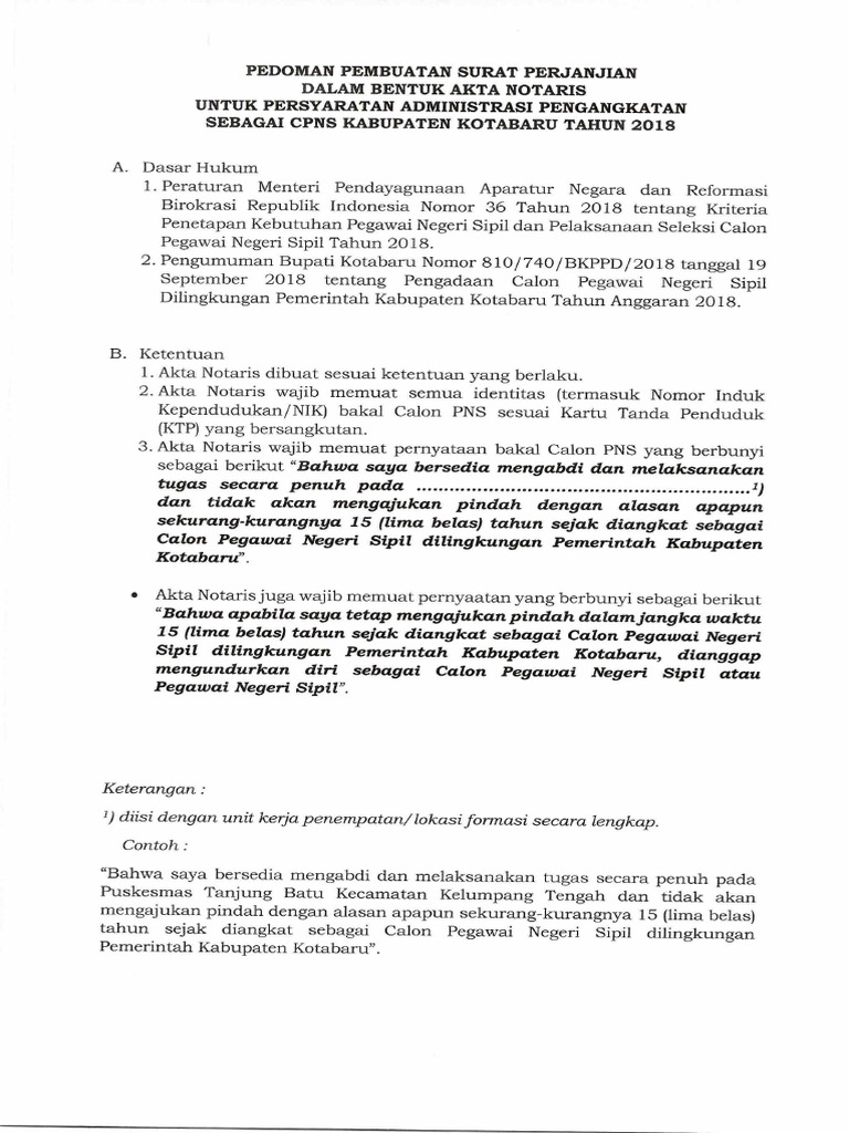 Pedoman Surat Perjanjian Dalam Bentuk Akta Notaris PDF | PDF
