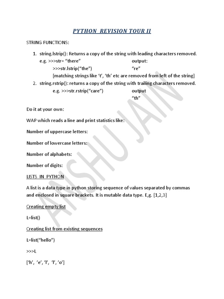 PYTHON Chapter 2 PDF | PDF | String (Computer Science) | Sequence