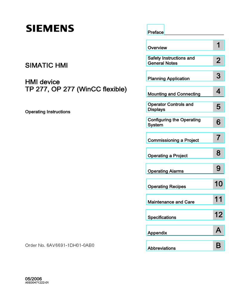 Simatic Hmi Hmi Device TP 277, Op 277 (Wincc Flexible) | PDF | User Interface | Programmable ...