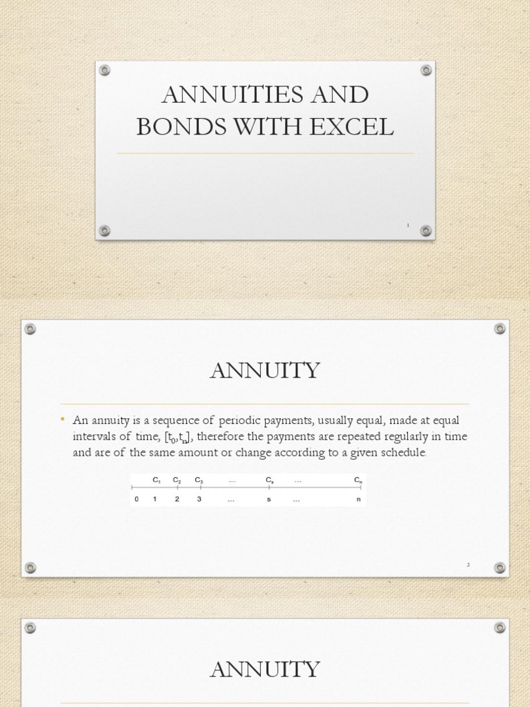 Excel Guide to Annuities and Bonds | PDF | Bonds (Finance) | Present Value