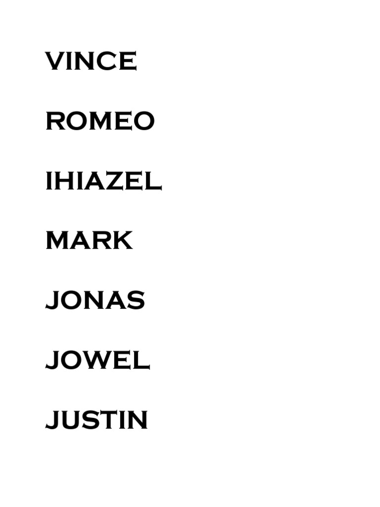 Vince Romeo Ihiazel Mark Jonas Jowel Justin | PDF