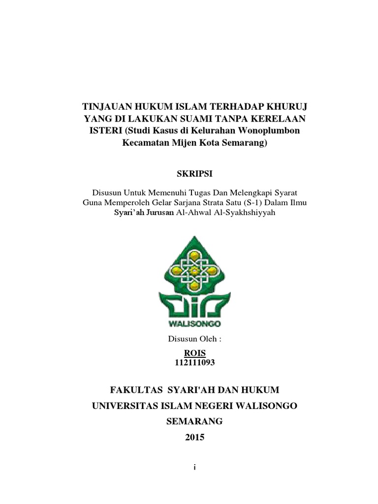Tinjauan Hukum Islam Terhadap Khuruj Yang Di Lakukan Suami Tanpa ...
