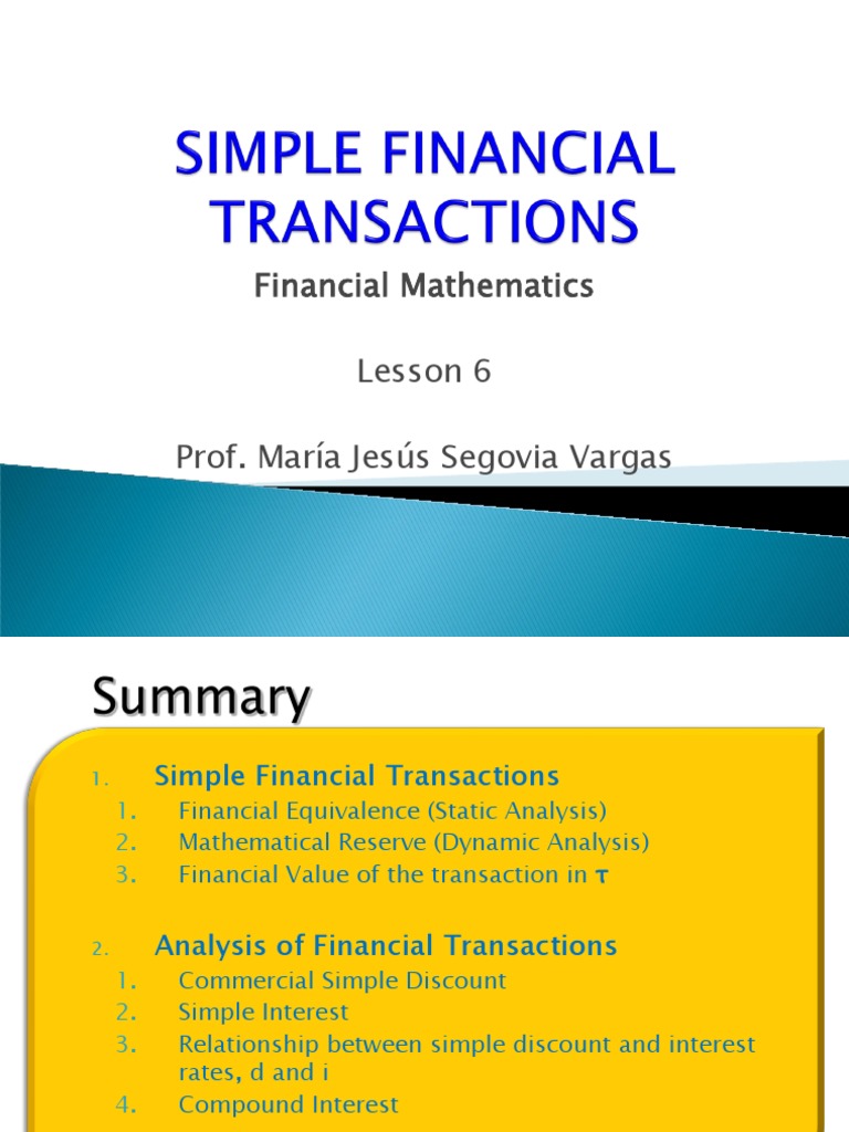Lesson 6 Simple Financial Transactions | PDF | Discounting | United ...