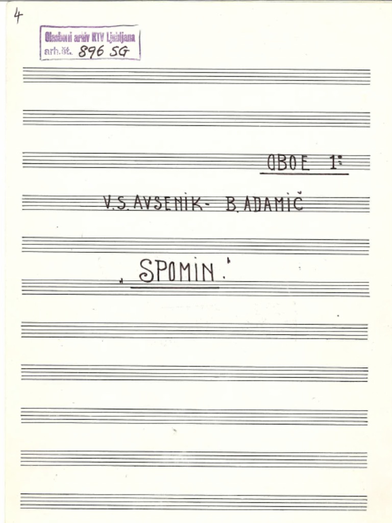 Avsenik - Spomin - Oboe | PDF