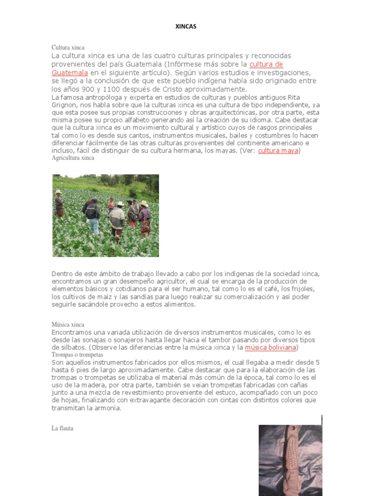 Cultura y Tradiciones de los Xincas | PDF | Flauta | Trompeta