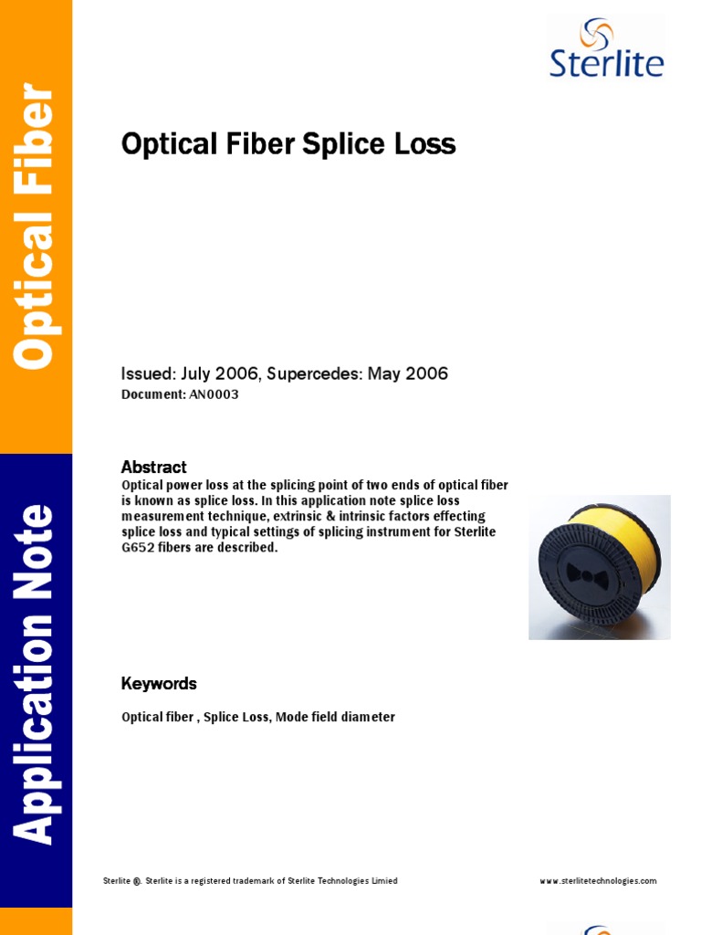 AN0003 - Optical Fiber Splice Loss | PDF