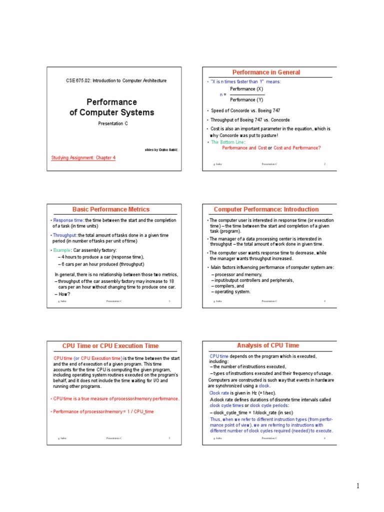 Performance of Computer Systems | PDF | Central Processing Unit | Benchmark (Computing)