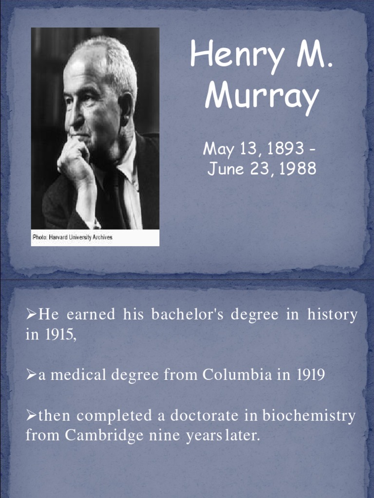 Henry Murray's Personality Theory Overview | PDF | Id | Psychoanalysis