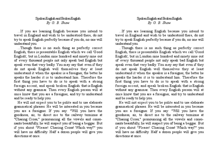 Understanding Spoken vs. Broken English | PDF | English Language ...
