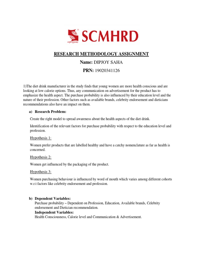 Research Methodology Assignment | PDF | Goal | Hypothesis