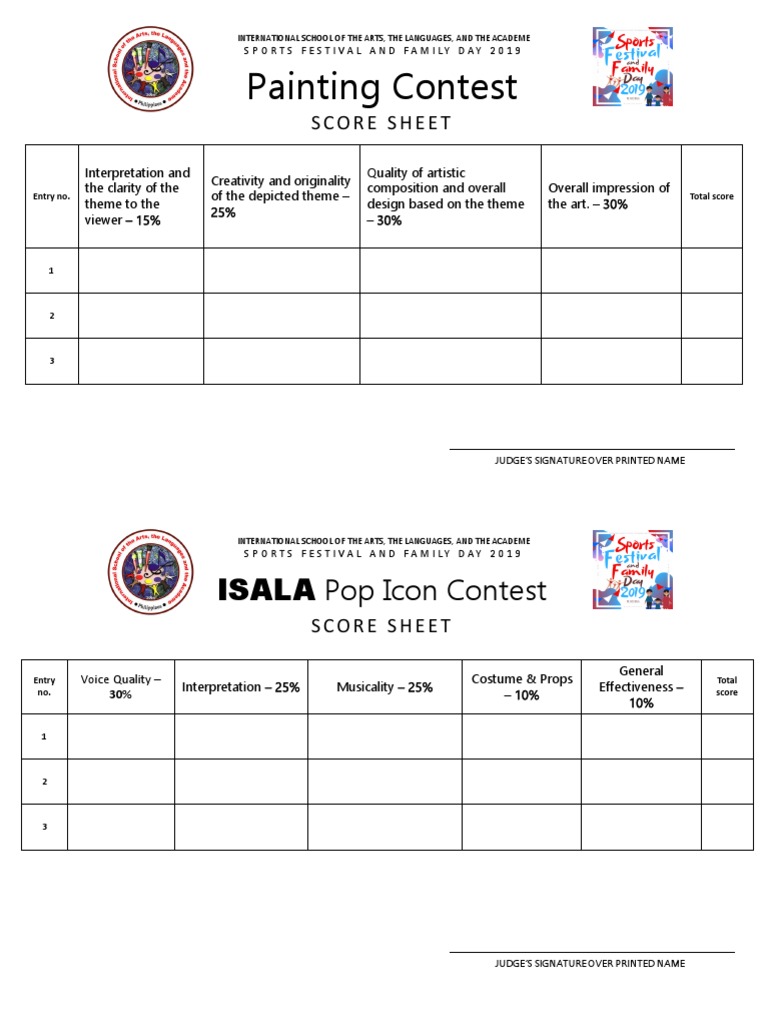 Judge Score Sheet | PDF