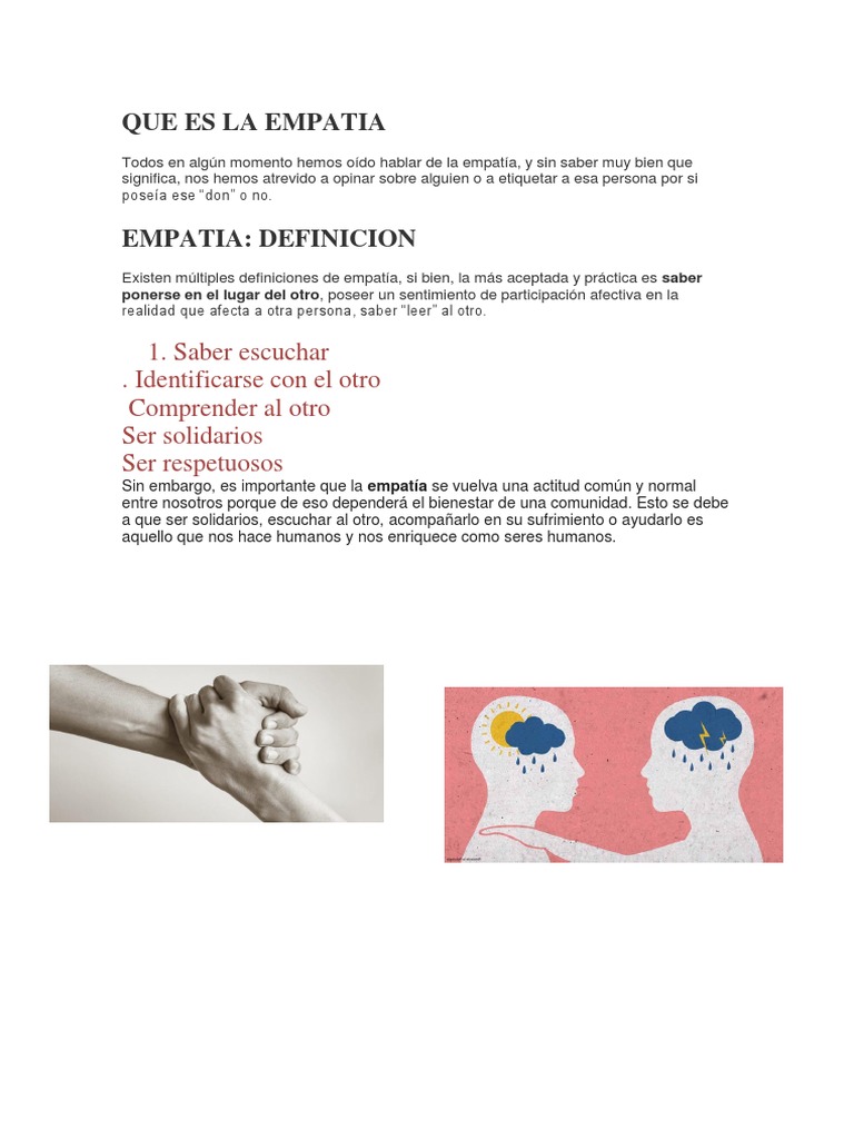 Que Es La Empatia: 1. Saber escuchar . Identificarse con el otro ...