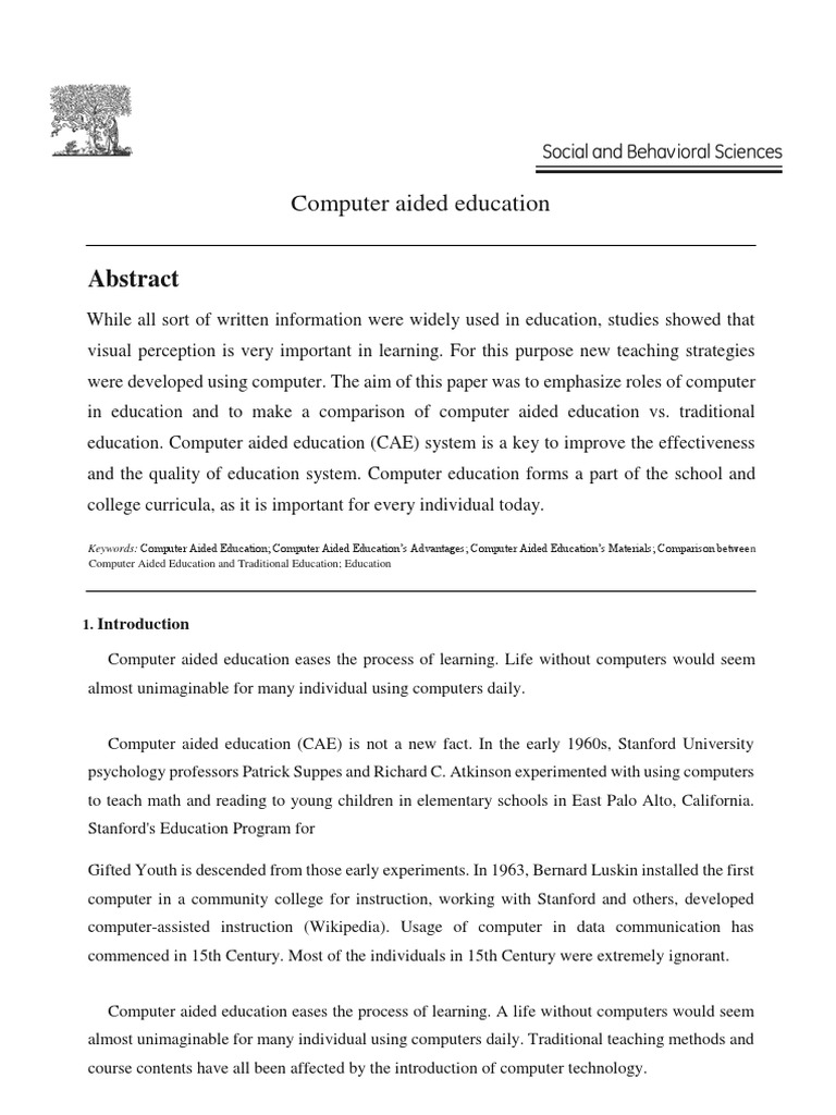 Computer Aided Education | PDF | Educational Technology | Distance Education