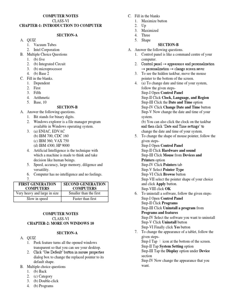 Computer Notes Class Vi PDF | PDF | Computer Program | Programming