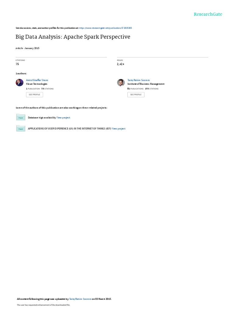 2 Big Data Analysis | PDF | Apache Spark | Big Data