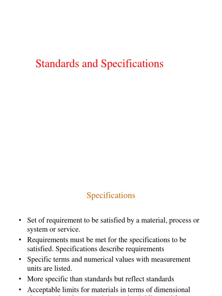 Standards and Specifications Overview | PDF | Standardization ...