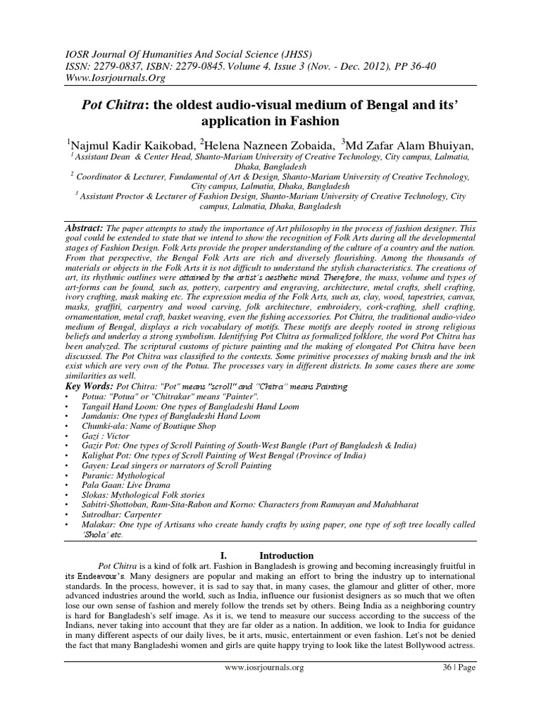 Pot Chitra: The Oldest Audio-Visual Medium of Bengal and Its' | PDF ...