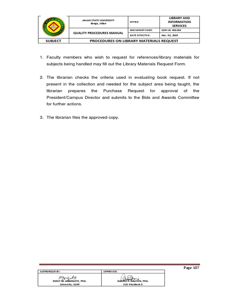 Procedures for Faculty Requests and Acquisition of New Library ...