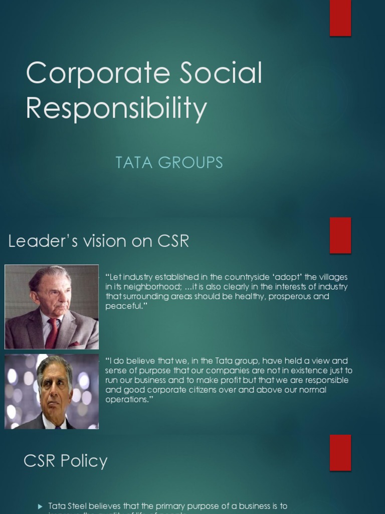 Corporate Social Responsibility: Tata Groups | PDF | Corporate Social ...
