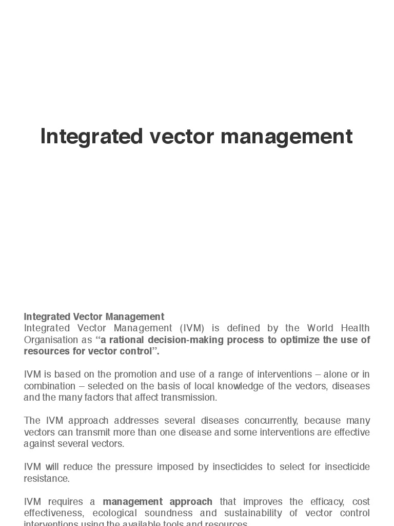 Integrated Vector Management | PDF | Public Health | Environmental ...