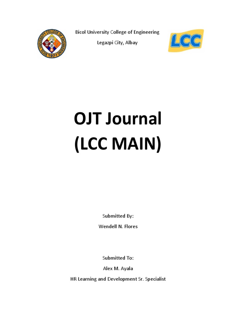 OJT Journal (LCC Main) : Bicol University College of Engineering ...