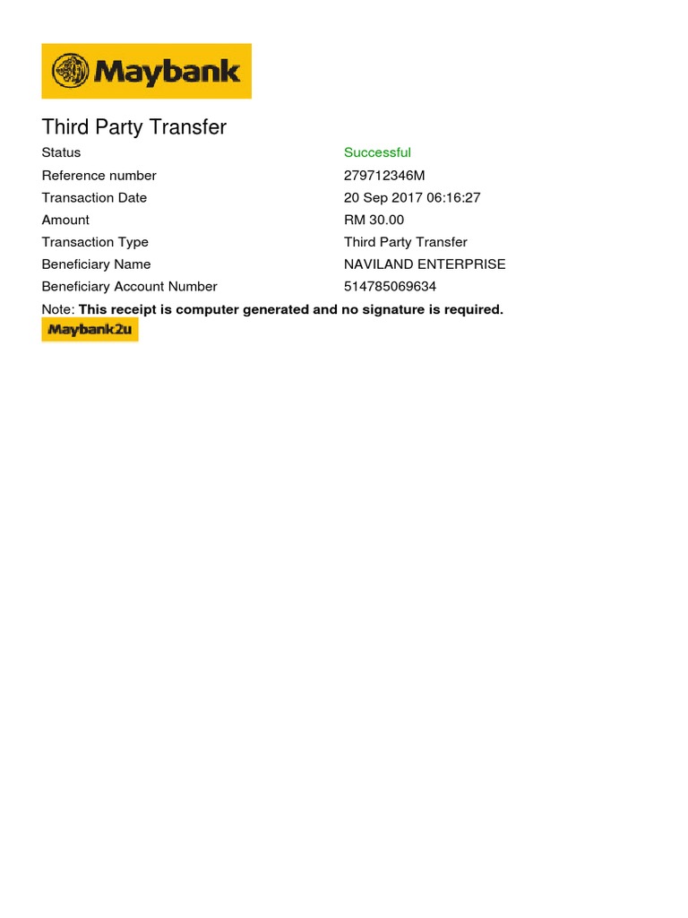 Third Party Transfer: Successful | PDF