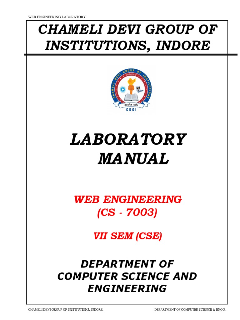 Chameli Devi Group of Institutions, Indore: Laboratory Manual | PDF | Html Element | Html