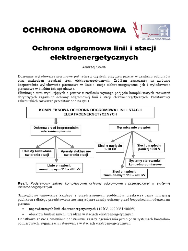 Ochrona Odgromowa Linii I Stacji Elektroenergetycznych | PDF