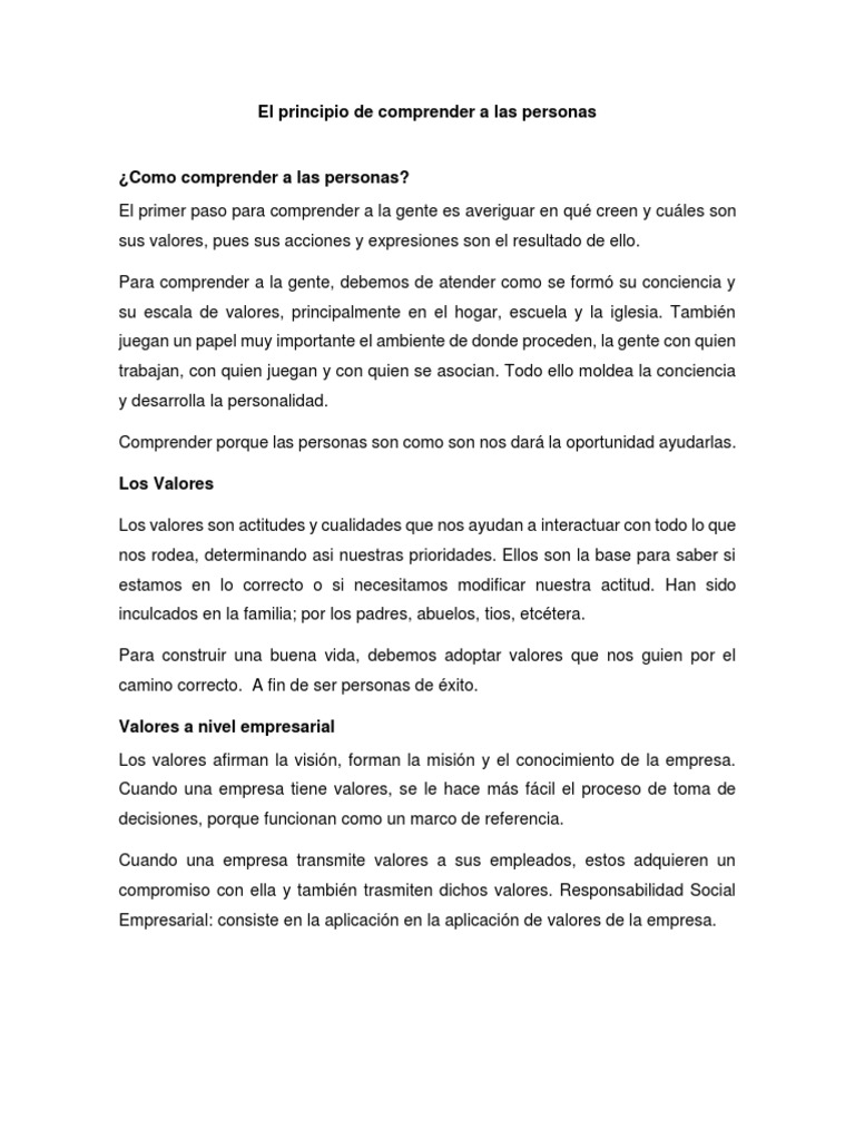 El Principio de Comprender A Las Personas | PDF