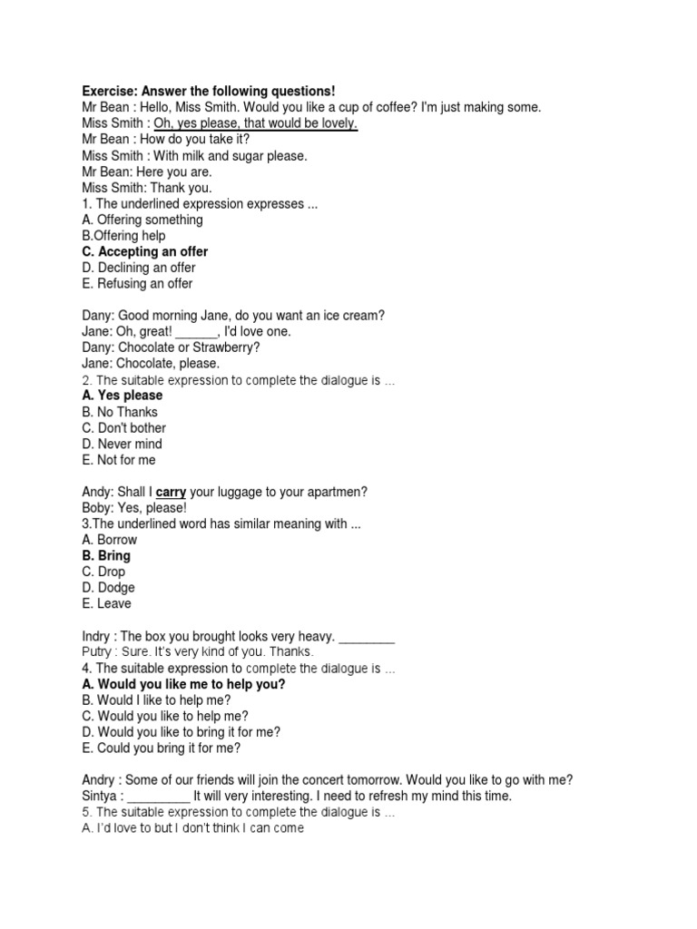 Exercise: Answer The Following Questions! | PDF