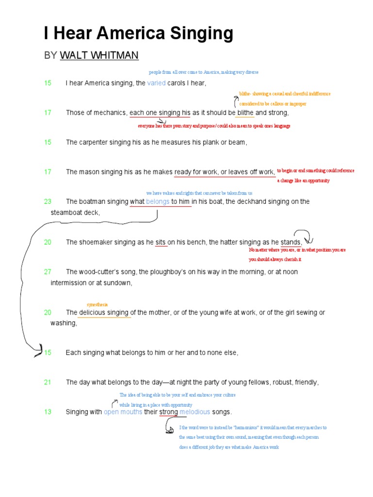 Kami Export - 22 I Hear American Singing 22 Document 1 | PDF | Poetry