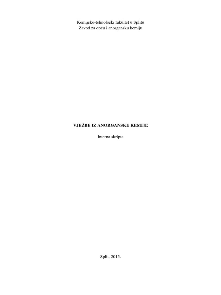 SKRIPTA Anorganska Kemija PDF | PDF