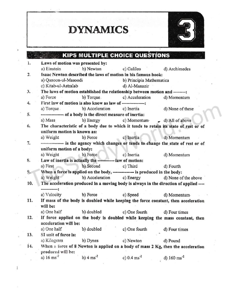 KIPS 9th Class Dynamics Physics 3rd Chapter Notes With PDF Cmithq | PDF