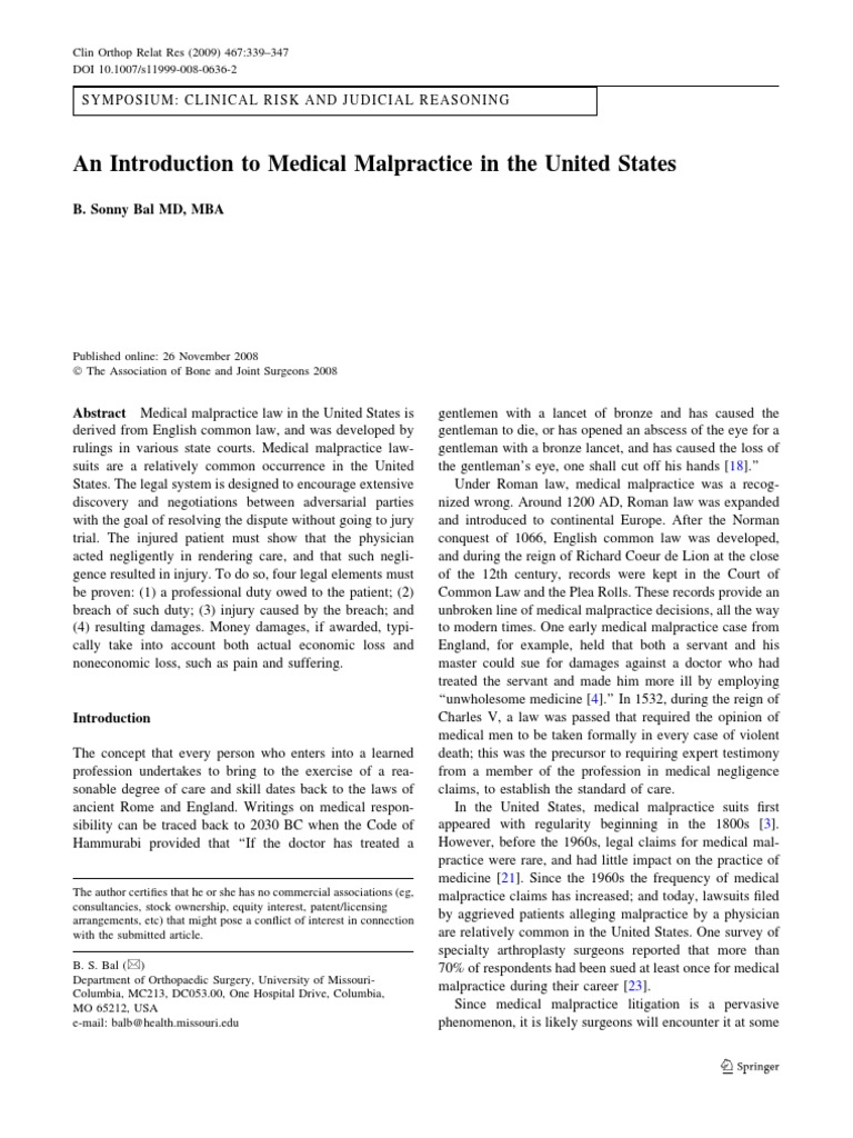 An Introduction To Medical Malpractice I PDF | PDF | Deposition (Law ...