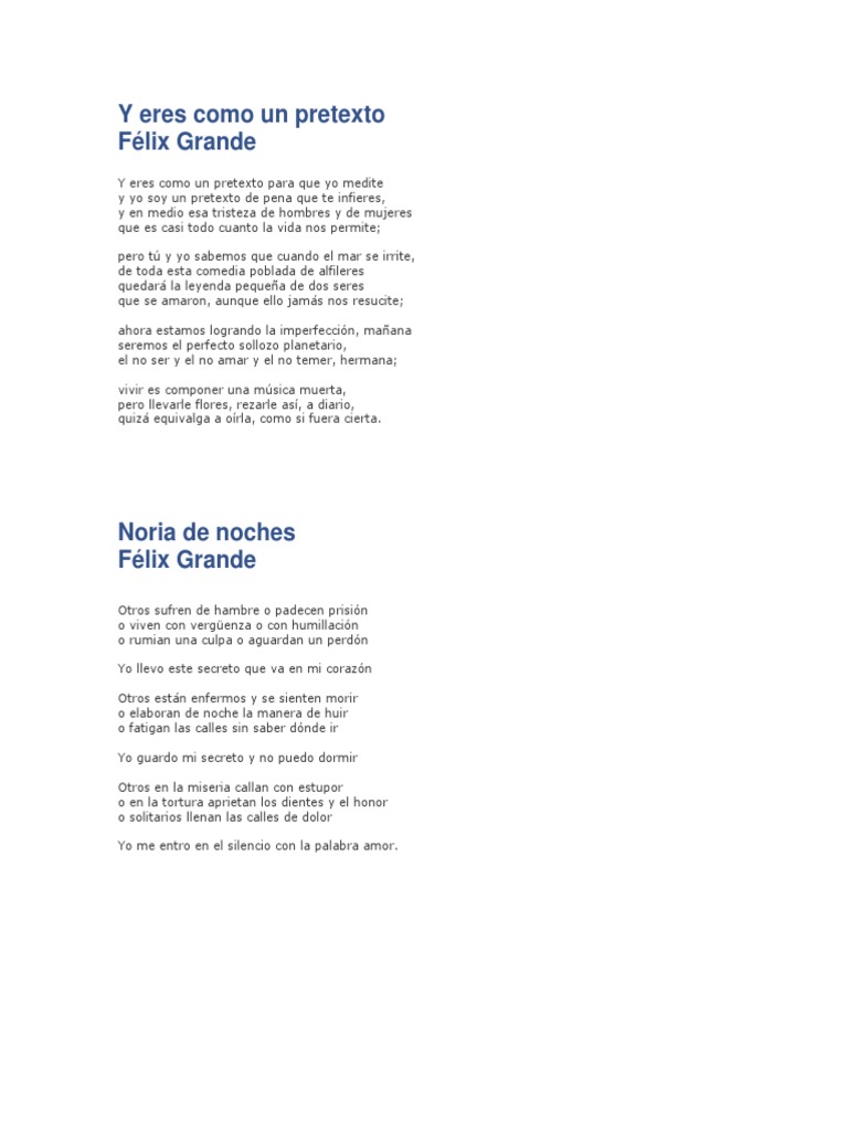 Félix Grande Poemas | PDF