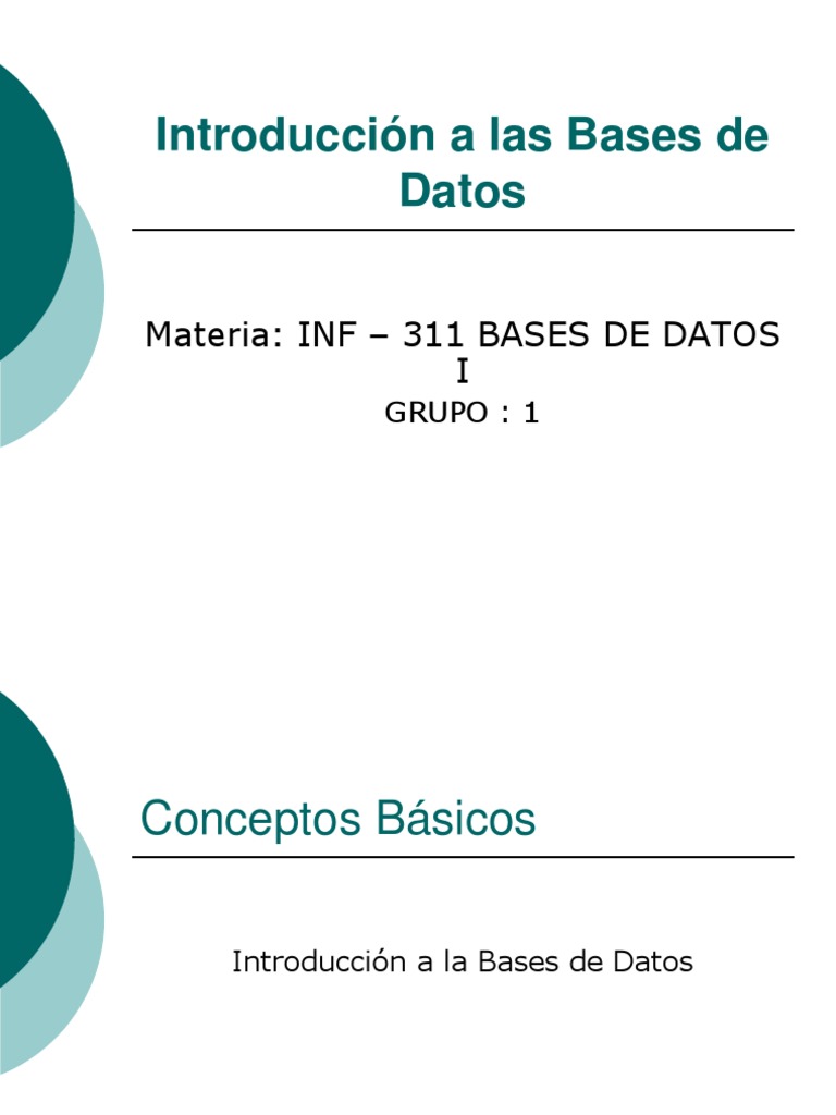 Introduccion A Las Bases de Datos | Bases de datos | Gestión de ...