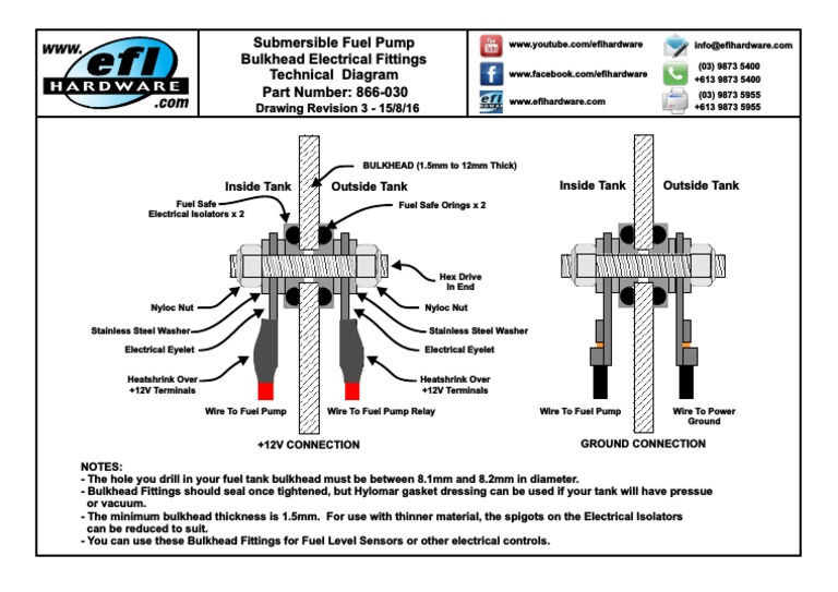 Submersible Fuel Pump Bulkhead Electrical Fittings Technical Diagram ...