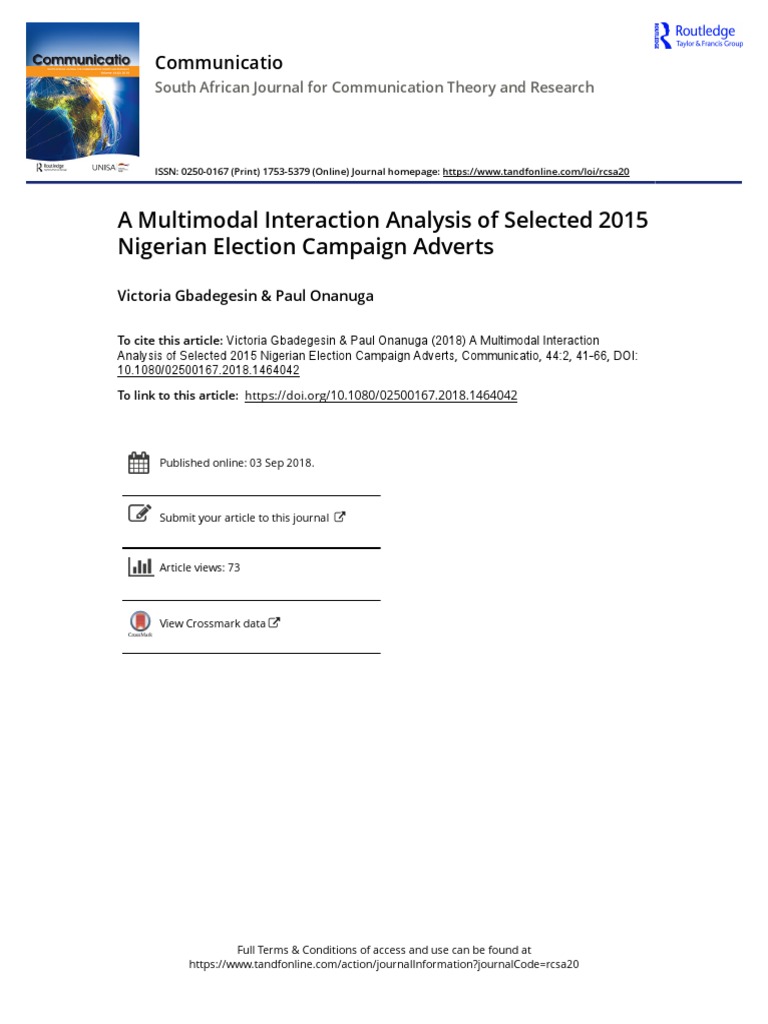A Multimodal Interaction Analysis of Selected 2015 Nigerian Election ...