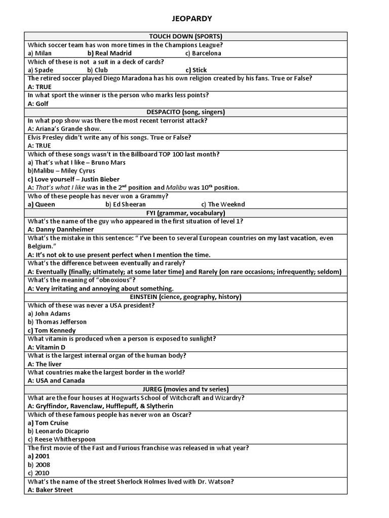 Jeopardy | PDF